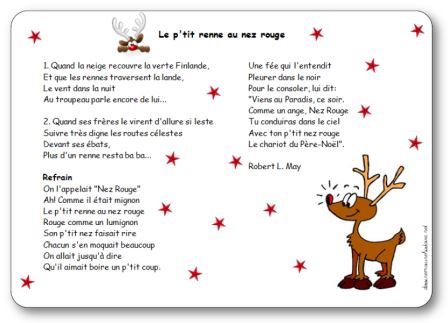 Chanson le petit renne au nez rouge